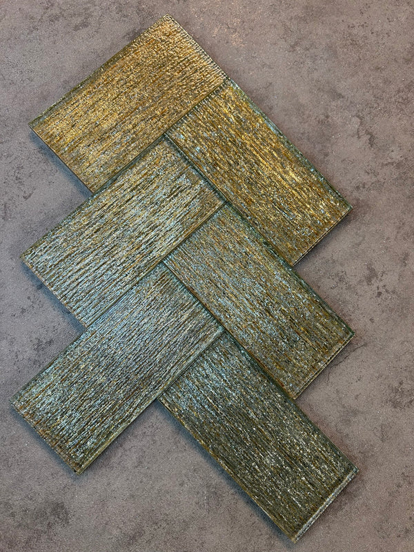 Gold Shimmering Metro Glass Mosaic Tiles-75*150*8mm-90tiles-1m2-JH13-B ...